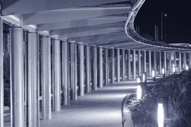 Empty pedestrian walkway stock photo. Image of column - 89422928