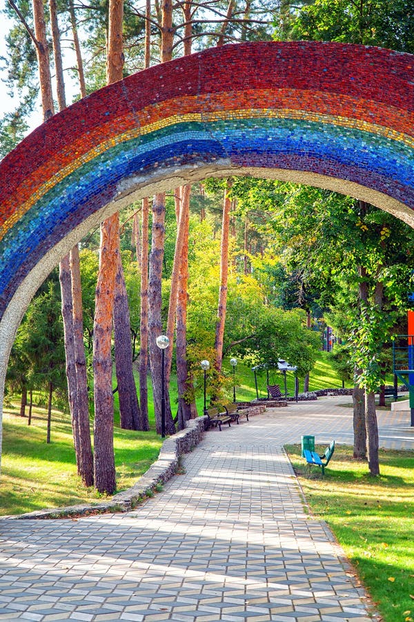 Empty, without People, Alley in the Park among Trees Stock Image ...