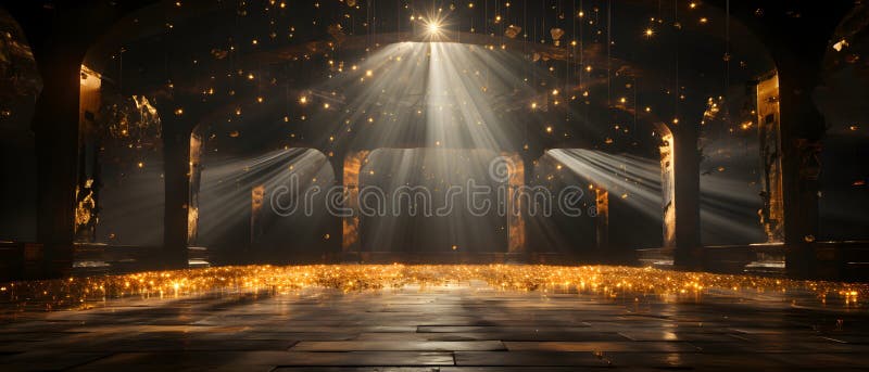 The Empty Performance Stage Had Lights Shining All Over it. Most of the ...