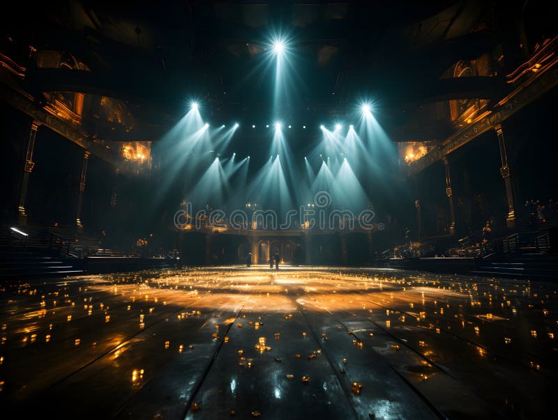 The Empty Performance Stage Had Lights Shining All Over it. Most of the ...