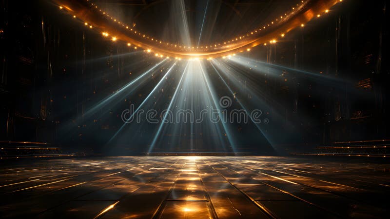 The Empty Performance Stage Had Lights Shining All Over it. Most of the ...