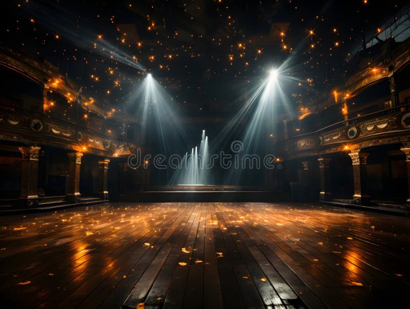 The Empty Performance Stage Had Lights Shining All Over it. Most of the ...