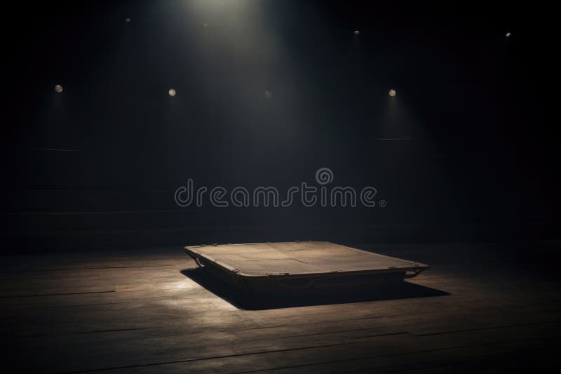 Empty Performance Stage with Spotlight and Wooden Floor Stock ...