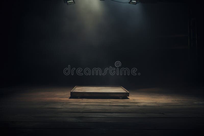 Empty Performance Stage with Spotlight and Wooden Floor Stock ...