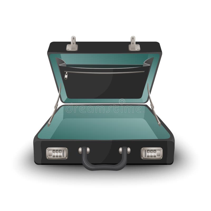 Empty Personal Diplomat Isolated on White Background. Open Briefcase ...