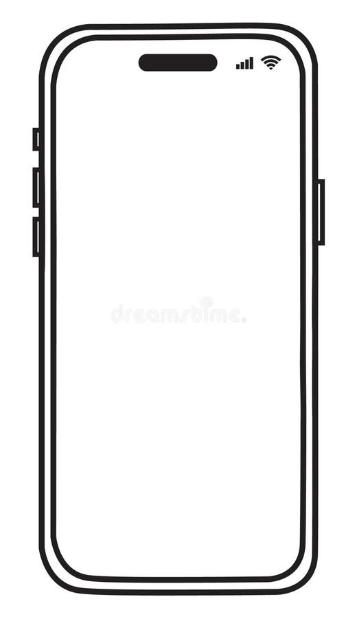 Empty Phone Screen in Black Line Drawing Stock Vector - Illustration of ...