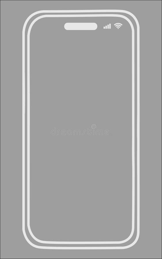 Empty Phone Screen in White Line Drawing Stock Illustration ...