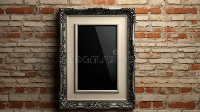 Empty Photo Frame on Cream Bricks Wall Stock Illustration ...
