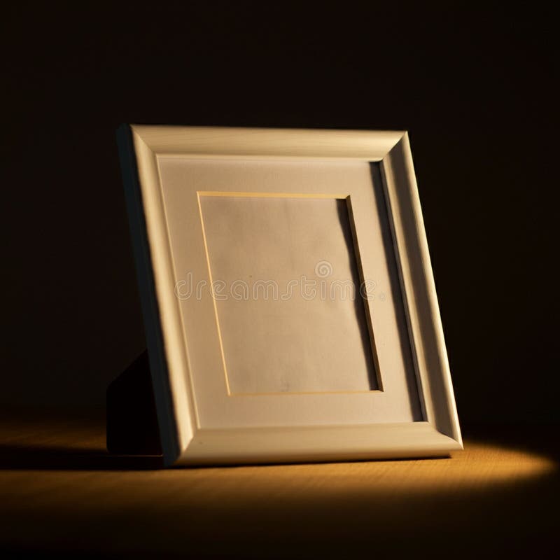 Empty Photo Frame with a Light-colored Border is Set Against a Dark ...