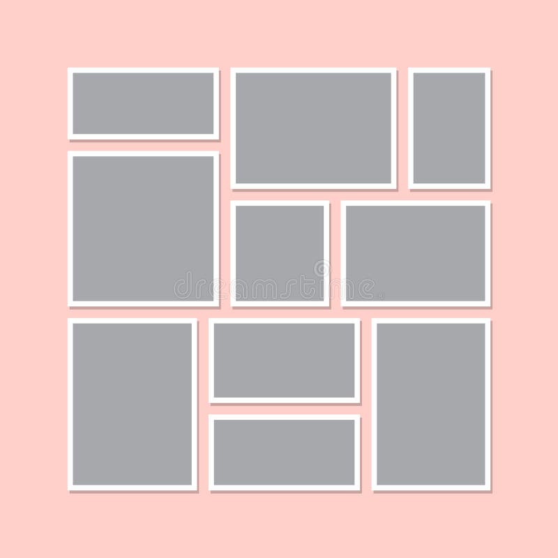 Empty Photo Frame Mood Board Collage Template Design Stock Vector ...
