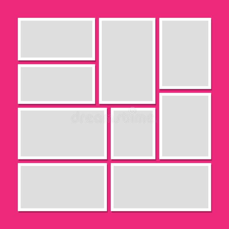 A Row of Framed Frames on a Wall Stock Vector - Illustration of collage ...