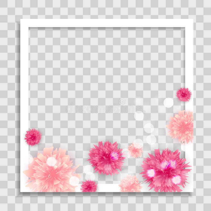 Empty Photo Frame Template with Spring Flowers for Media Post in Social ...