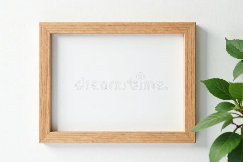 Empty Photo Frame, White Wood, on White Wall Perfect for Mockup , Empty ...