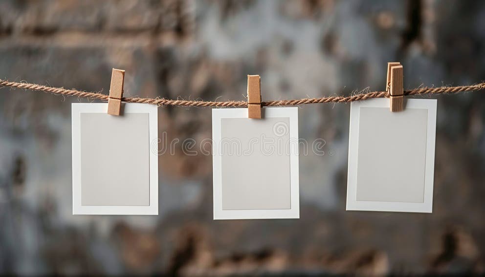 Empty Photo Frames Suspended on a Thread, Providing Space for Text or ...