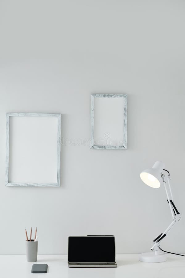 Empty Photo Frames on Wall stock photo. Image of interior - 271334800