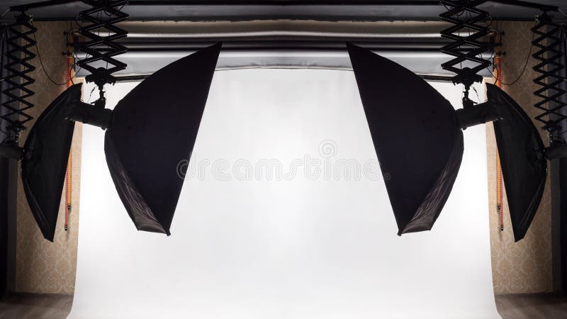 Empty Photo Studio with Modern Interior and Lighting Equipment ...