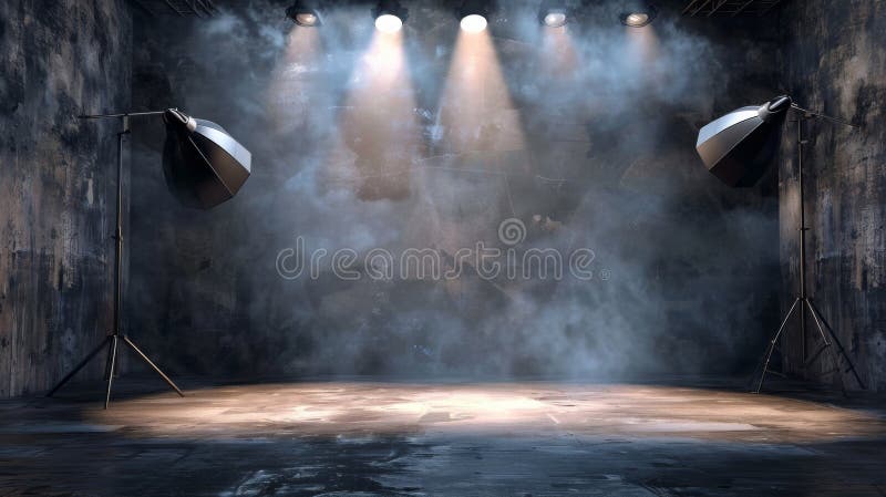 Empty Photography Studio with Lighting Equipment Stock Photo - Image of ...