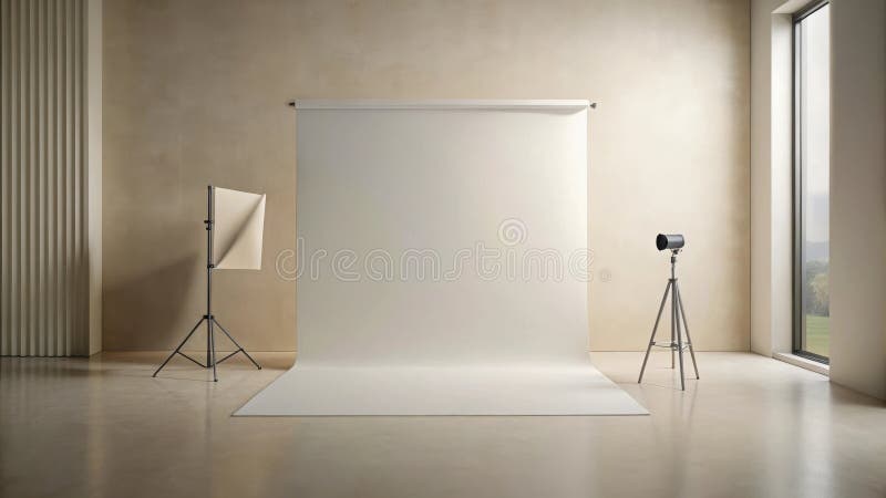 Empty Photography Studio Setup with Backdrop and Lighting. Generative ...