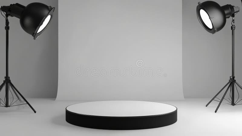 Empty Photography Studio Setup with Bright Lights. Stock Illustration ...