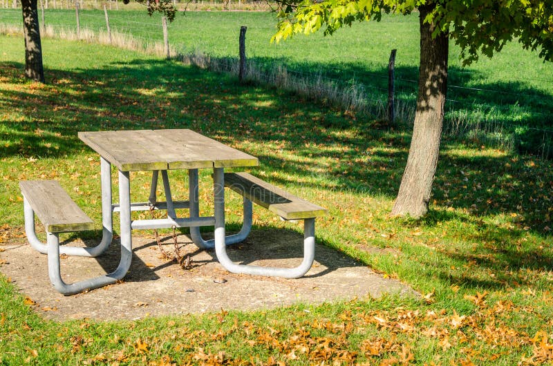 Empty Picnic Table on a Sunny Day Stock Image - Image of nature ...
