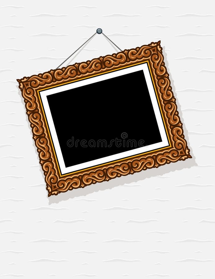 Empty Picture in Decorative Frame on Wall Stock Illustration ...