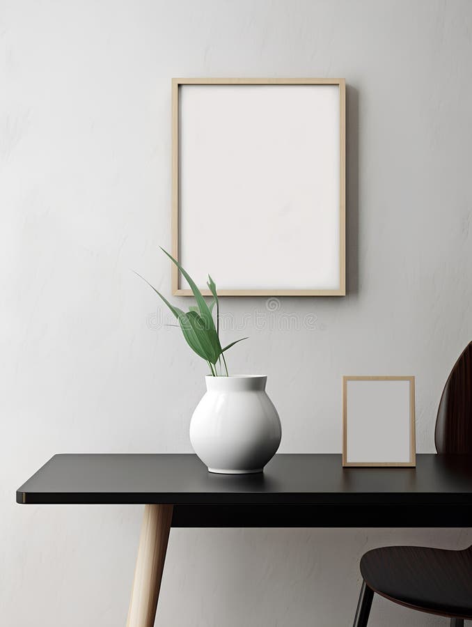 Empty Picture Frame Above Table on Table. Stock Illustration ...