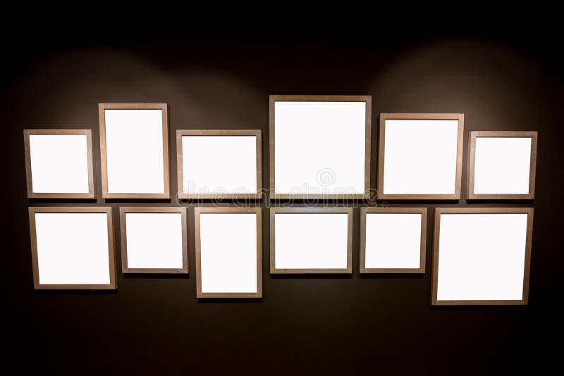 An Empty Picture Frame on the Black Wallpaper Stock Photo - Image of ...