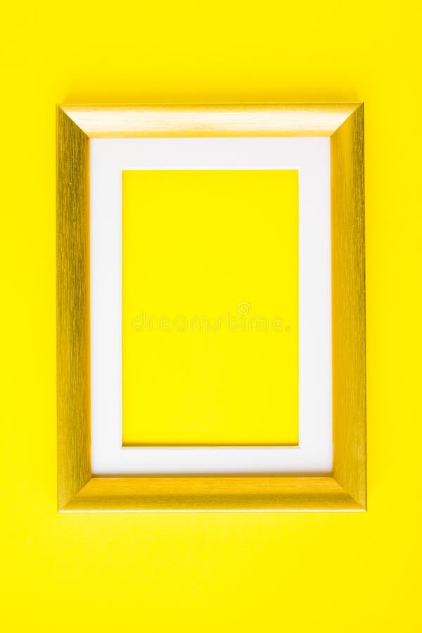 Empty Picture Frame Gold Wood Frame on Yellow Stock Photo - Image of ...