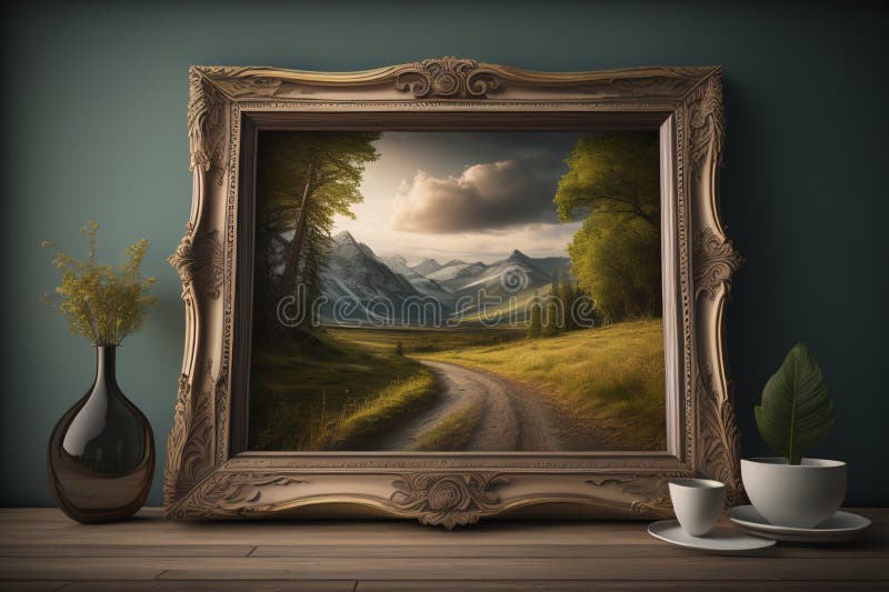 Empty Picture Frame in the Interior. Generative Ai Stock Illustration ...