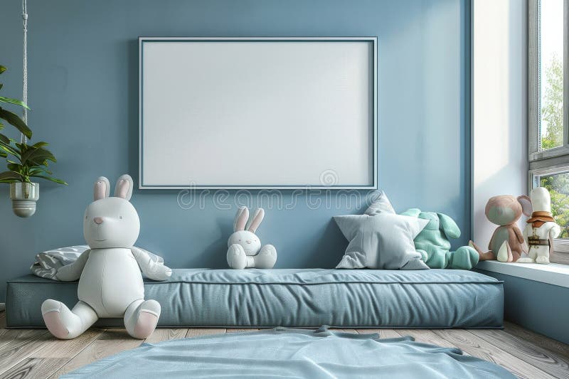 Empty Picture Frame in Kid Room. Copyspace Stock Image - Image of ...