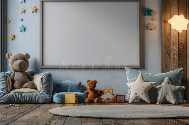 Empty Picture Frame in Kid Room. Copyspace Stock Illustration ...