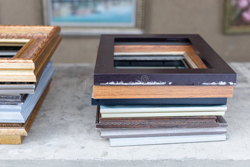 An Empty Picture Frame Lies on the Table Stock Photo - Image of easel ...