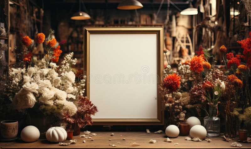 Empty Picture Frame, Mirror Hanging on the Wall. Stock Illustration ...