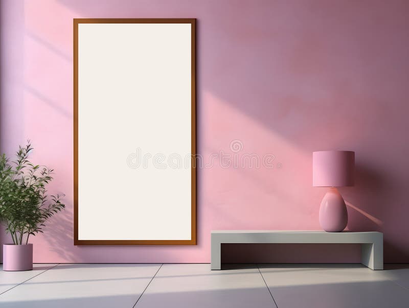 Empty Picture Frame Simulation Wall Modern Living Room Design Stock ...