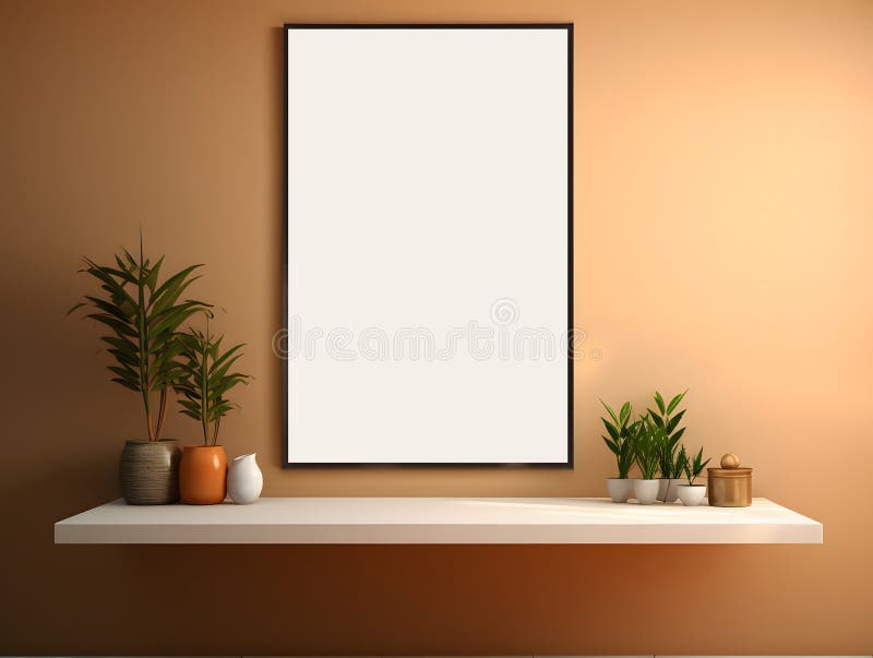 Empty Picture Frame Simulation Wall Modern Living Room Design Stock ...