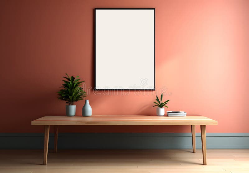 Empty Picture Frame Simulation Wall Modern Living Room Design Stock ...