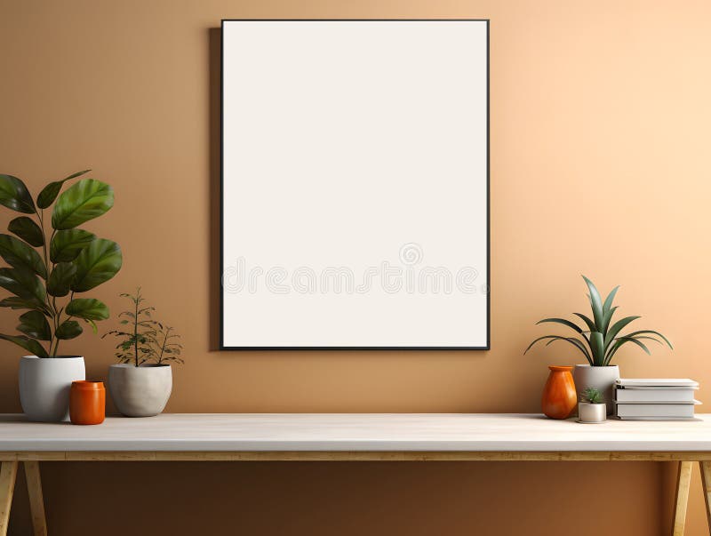 Empty Picture Frame Simulation Wall Modern Living Room Design Stock ...