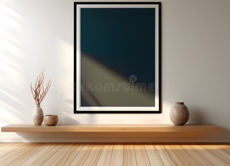 Empty Picture Frame Simulation Wall Modern Living Room Design Stock ...