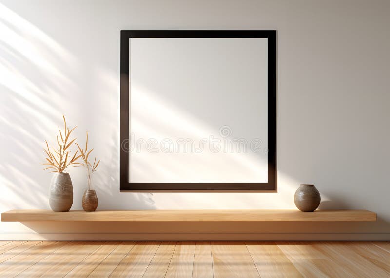 Empty Picture Frame Simulation Wall Modern Living Room Design Stock ...