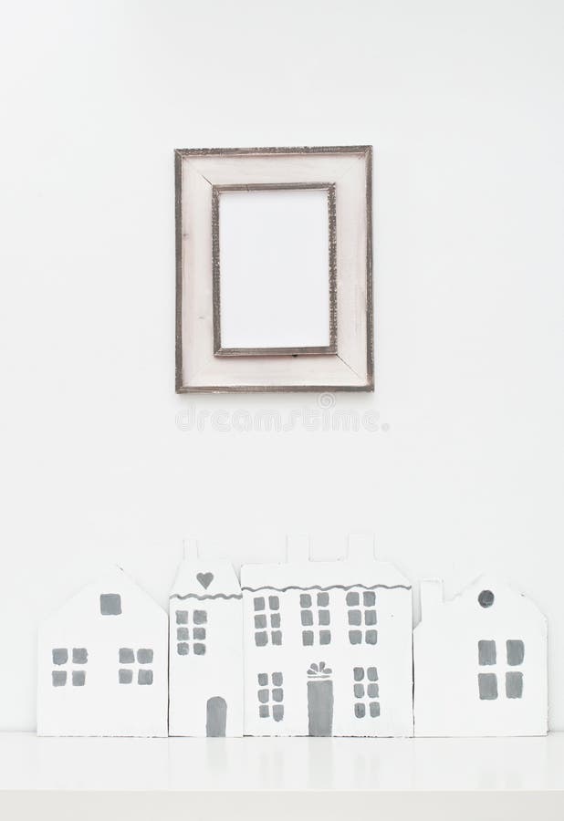 Empty Picture Frame and Small Houses Stock Image - Image of industrial ...