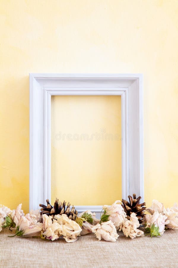 Empty Picture Frame on a Table Resting Against a Wall Stock Image ...