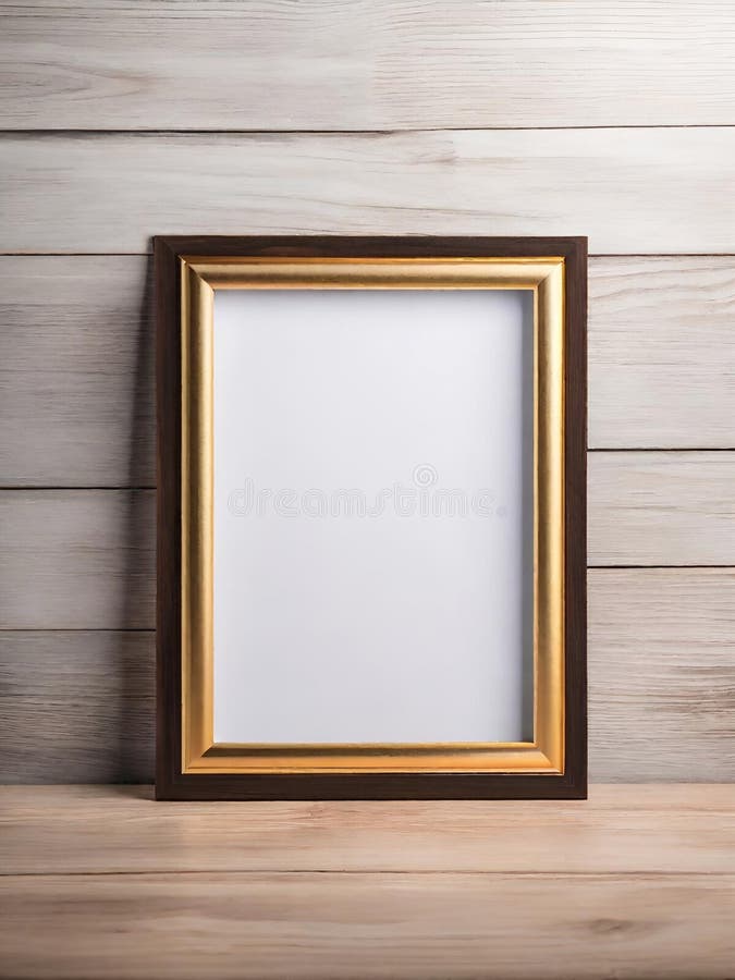 Empty Picture Frame on Wooden Wall Stock Illustration - Illustration of ...