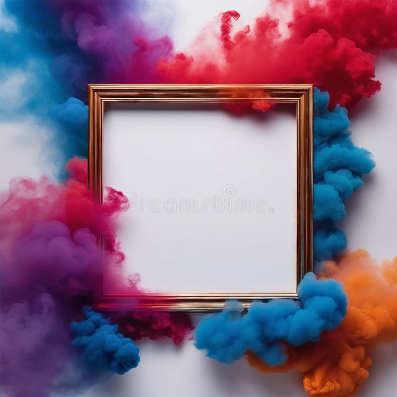 Empty Picture Frames with Colorful Smoke. Frame Space for Text Stock ...