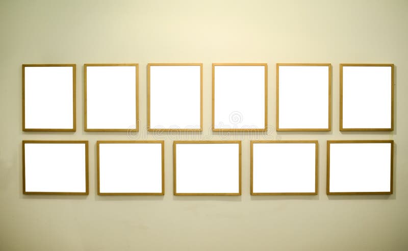 Empty Picture Frames on Gallery Wall Stock Image - Image of billboard ...