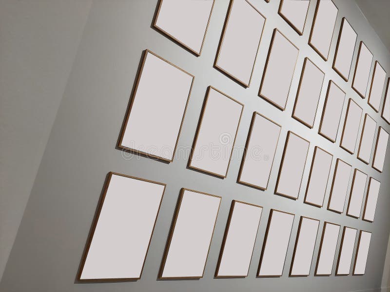 Empty Picture Frames Gallery Wall Mockup. Stock Illustration ...