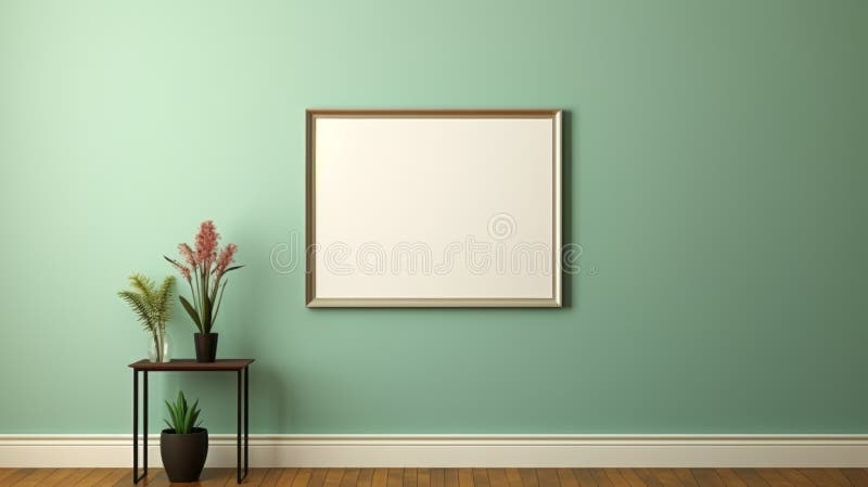 Empty Picture Frames on Wall, White Inside Painting Frames Mockup Stock ...