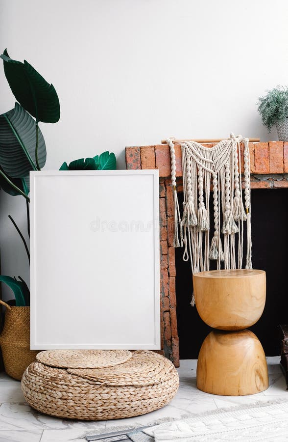 Empty Picture Template, Blank Canvas Mockup Stock Image - Image of ...