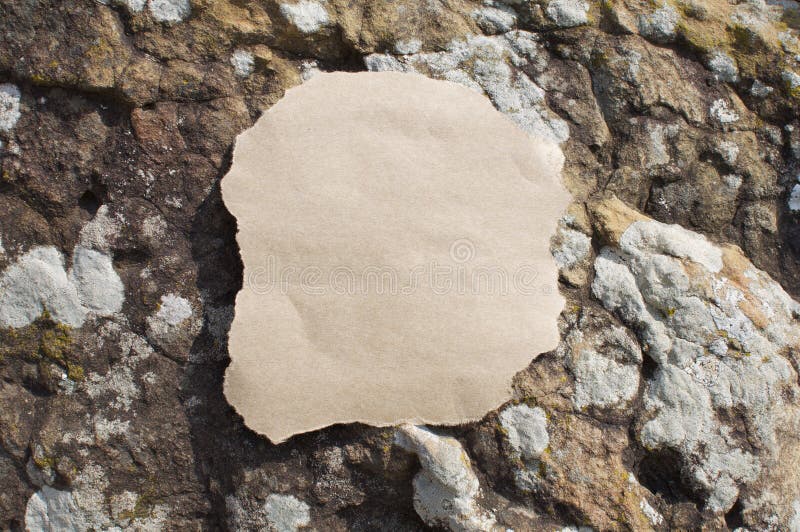 Empty Piece Of Paper On Rock Background Stock Image - Image of outdoors ...