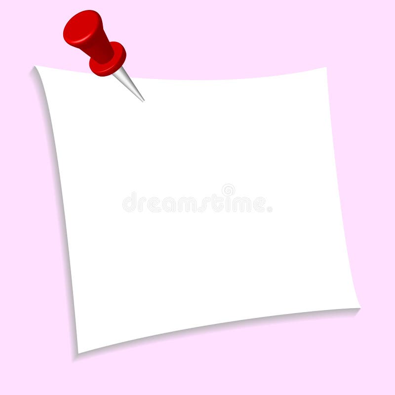 Empty Piece of Paper with Thumb Tack Stock Vector - Illustration of ...