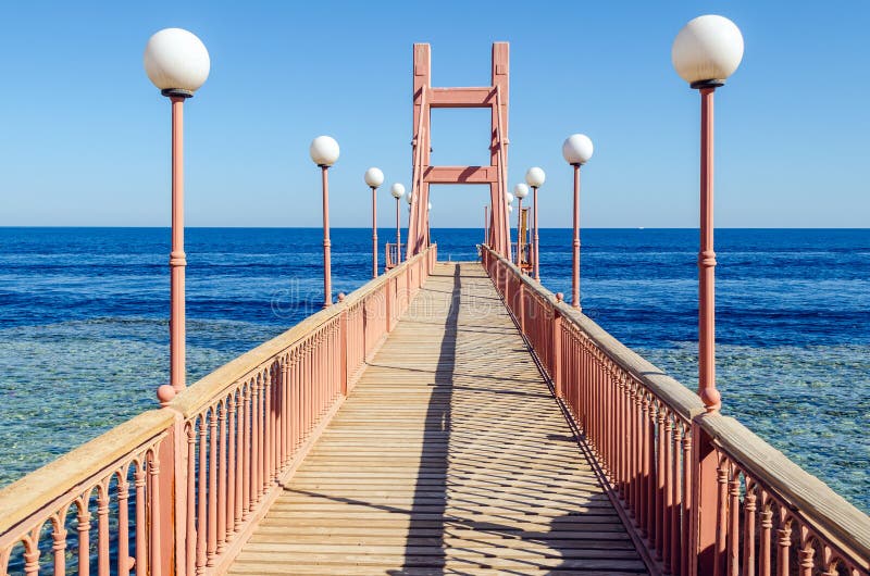Empty Pier with Sea View on a Sunny Day Stock Photo - Image of tourism ...